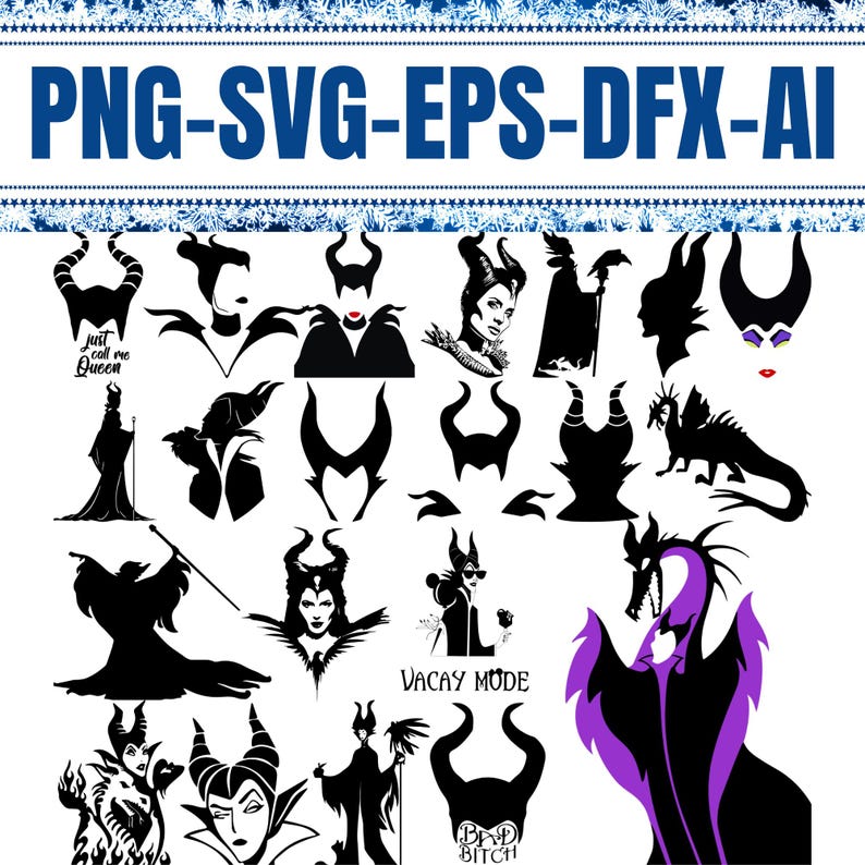 Maleficent +37 SVG Bundle Png Svg Dxf Files for Cricut Silhouette ...
