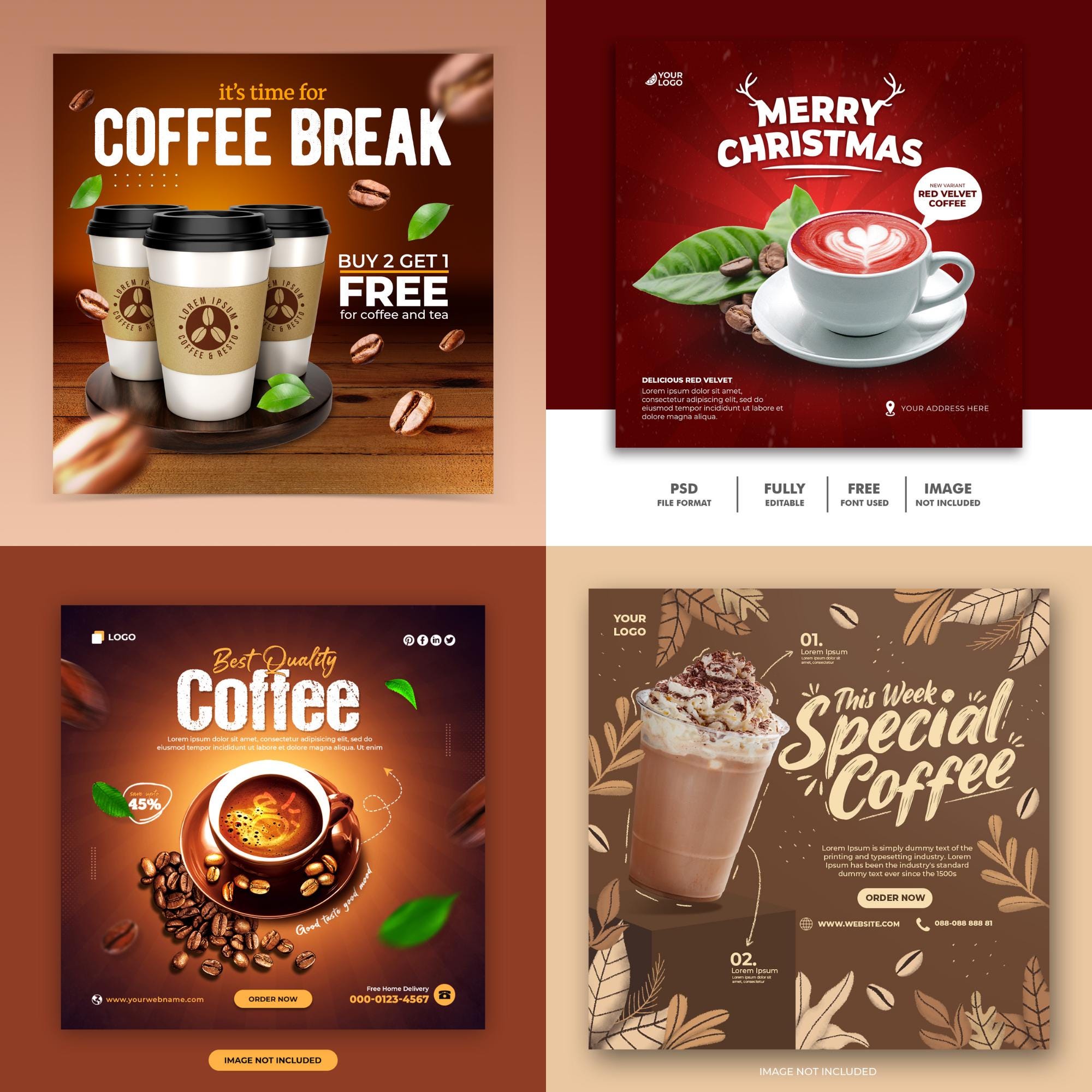 9 Coffee Poster Bundle | High-quality JPG & PSD Files | Perfect for ...