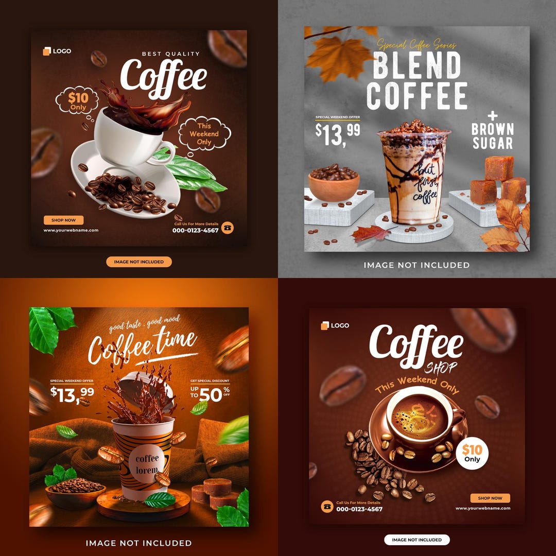 9 Coffee Poster Bundle | High-quality JPG & PSD Files | Perfect for ...