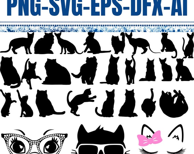Katze SVG Bundle, Katze PNG Bundle, Katze Clipart, Kätzchen svg ...