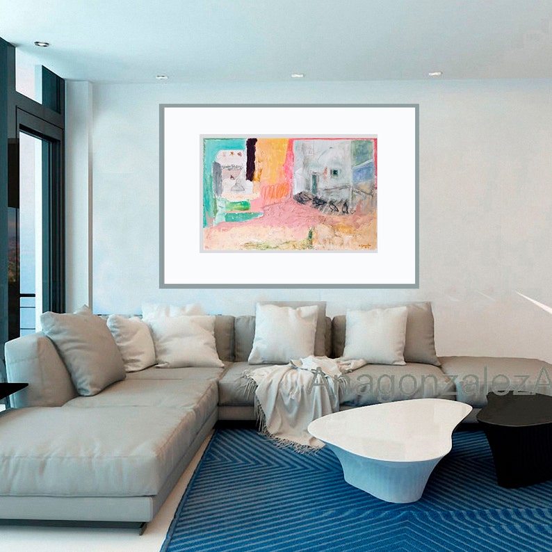 Fine Art Print, Landscape Print Giclee Art, Blue Pink Gray, Turquoise ...