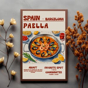 Kitchen Print, Art Print, Spain, Barcelona, Paella Wall Decor ...