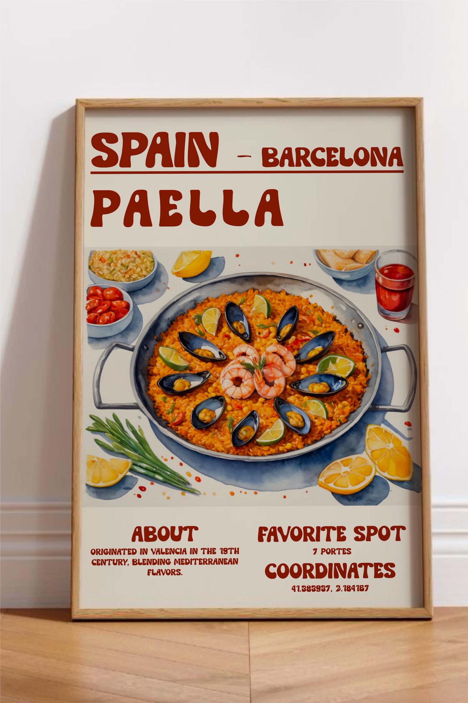 Kitchen Print, Art Print, Spain, Barcelona, Paella Wall Decor ...