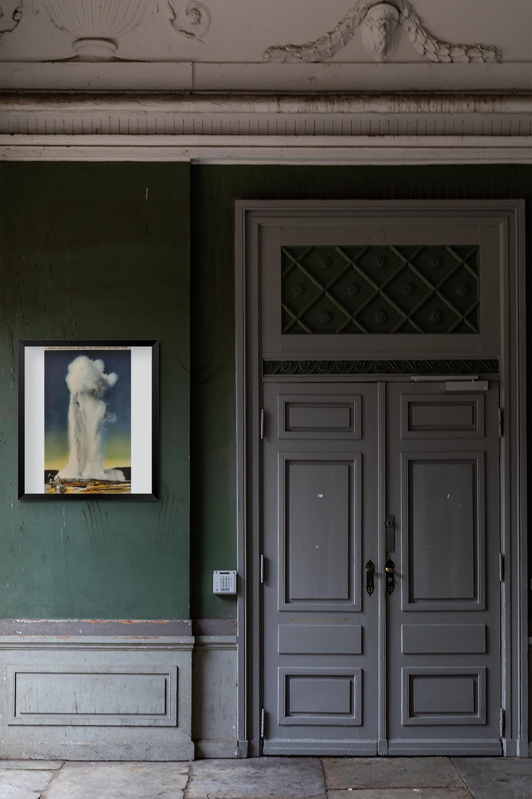 Yellowstone 1920s old Faithful Geyser Lithograph Postcard Svg Download ...