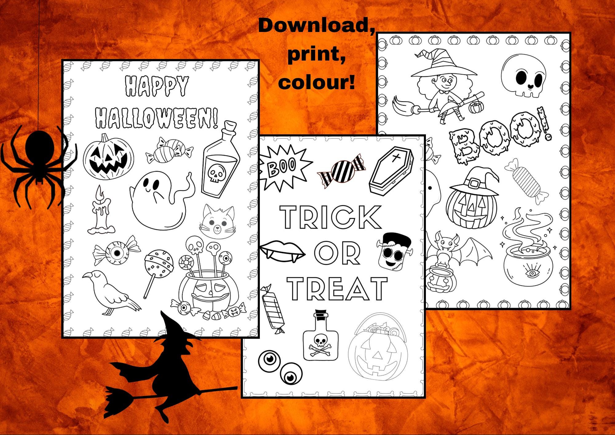 Halloween Colouring Pages - Etsy