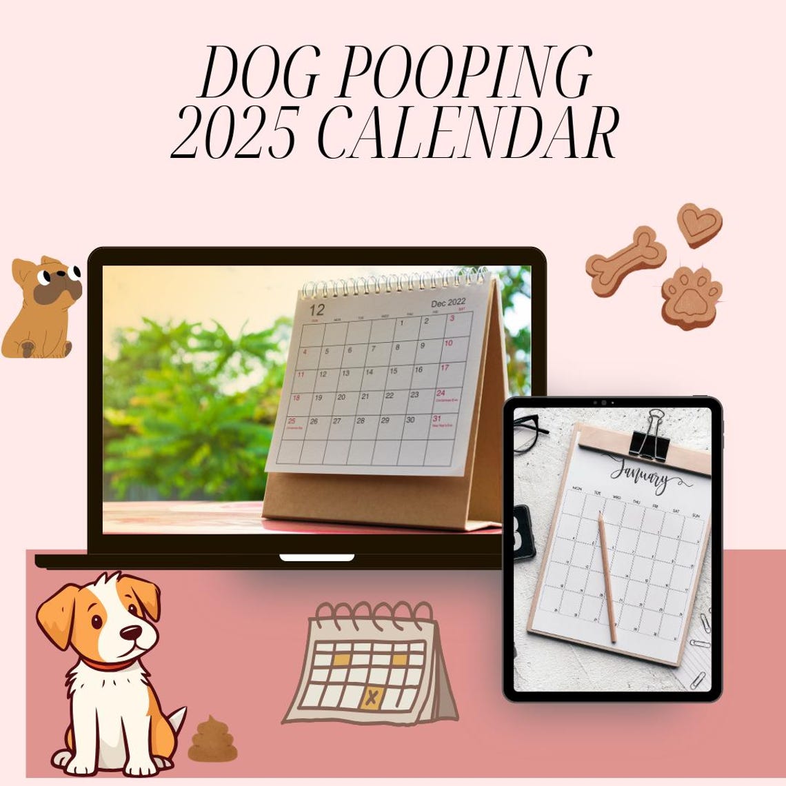 2025 Dog Pooping Calendar | Funny Dog-themed PDF Calendar | Instant ...