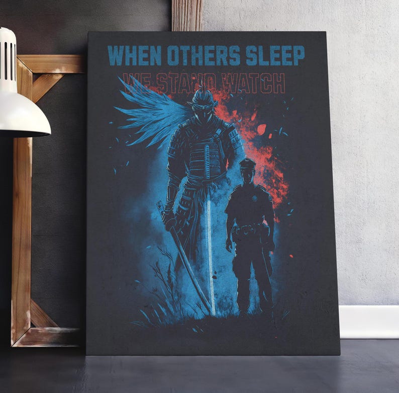 Thin Blue Line Poster: Police Officer & Samurai Angel, when Others ...