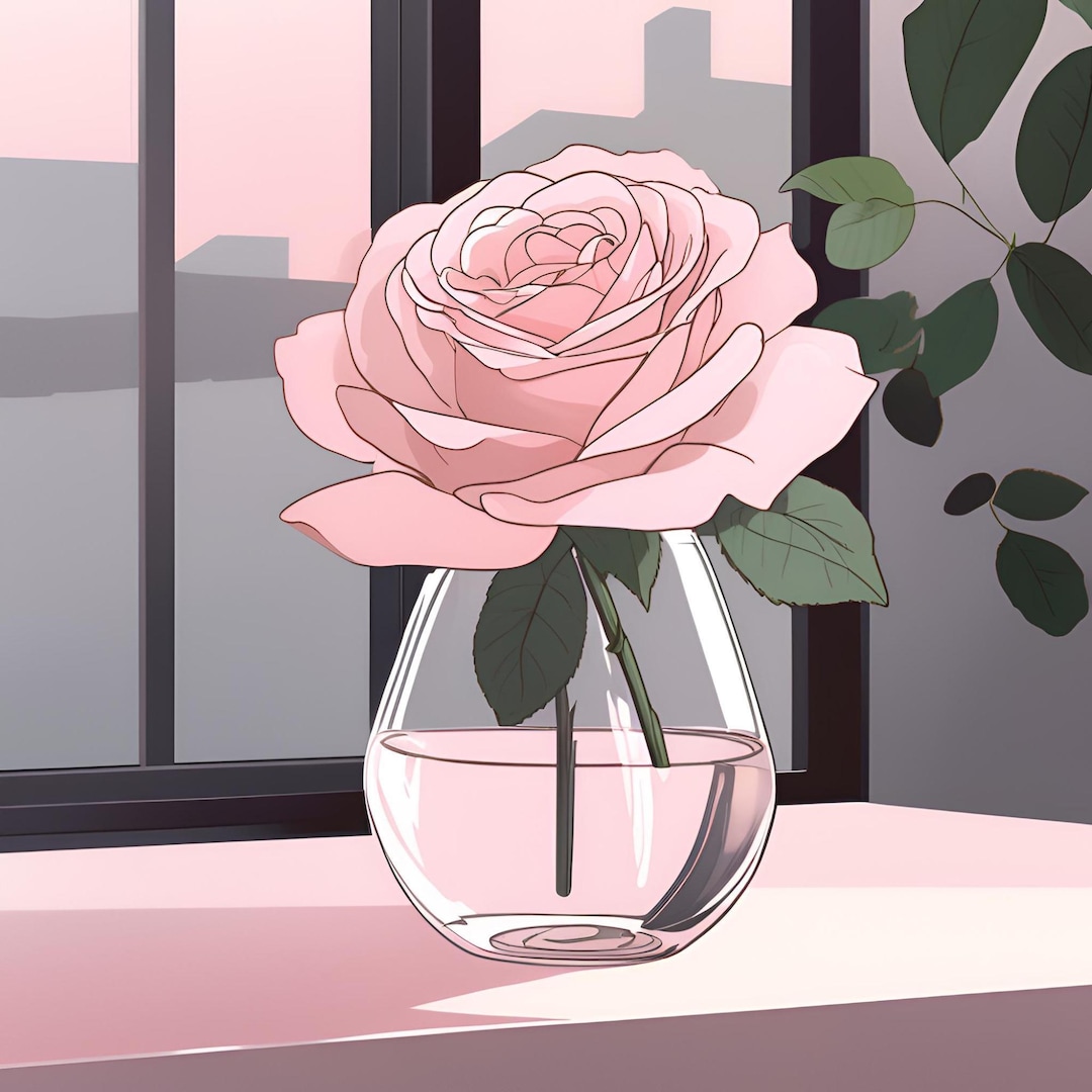 Rose Anime Art - Anime Digital Wall Art - Trendy Wall Art - Modern Art ...