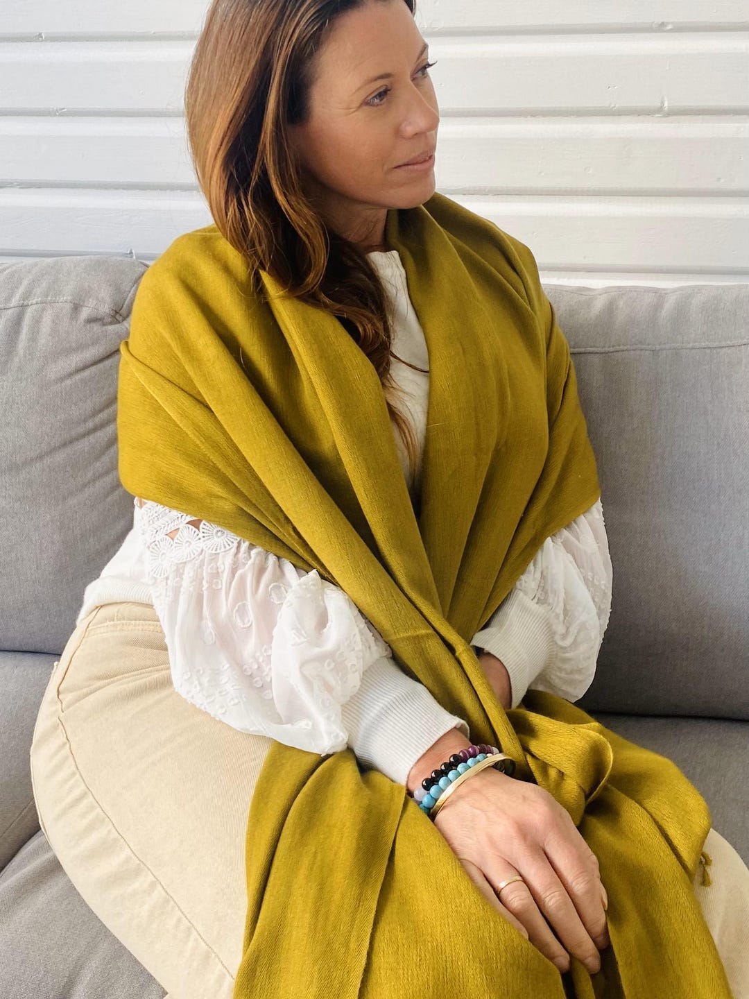 Pashmina Shawl Olive Green- Authentic Chyangra Pashmina Shawl ...