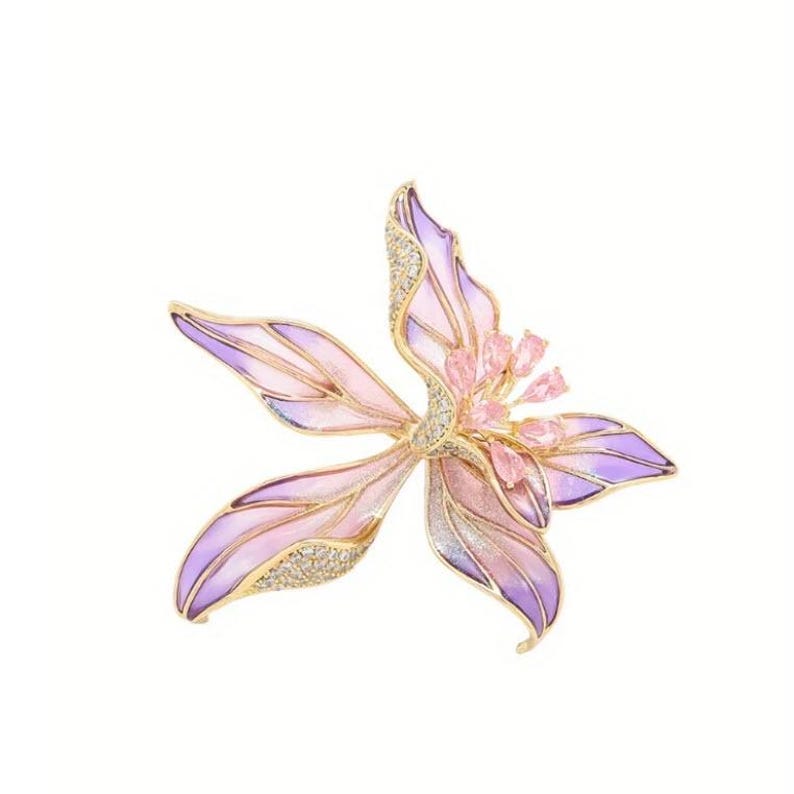 Elegant French Lily Flower Brooch Pin - Etsy