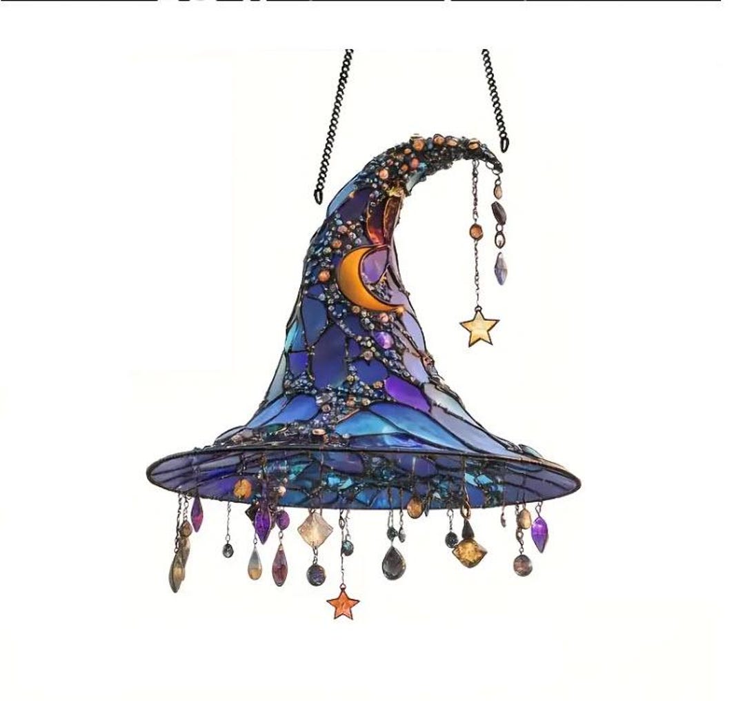 SUNCATCHER- Acrylic Bohemian 2D Acrylic Witch Hat Wall Hanging ...