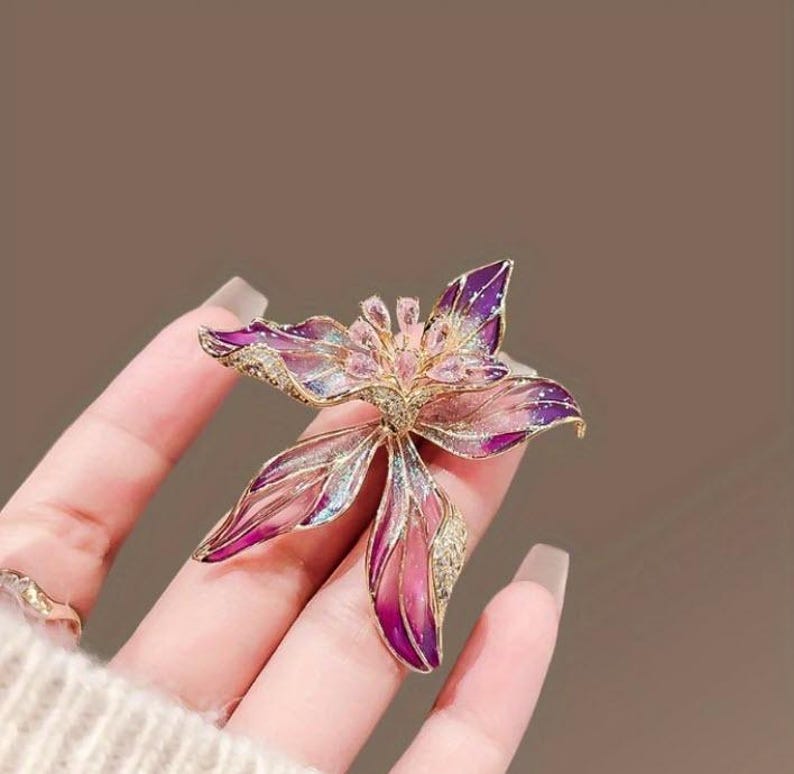 Elegant French Lily Flower Brooch Pin - Etsy