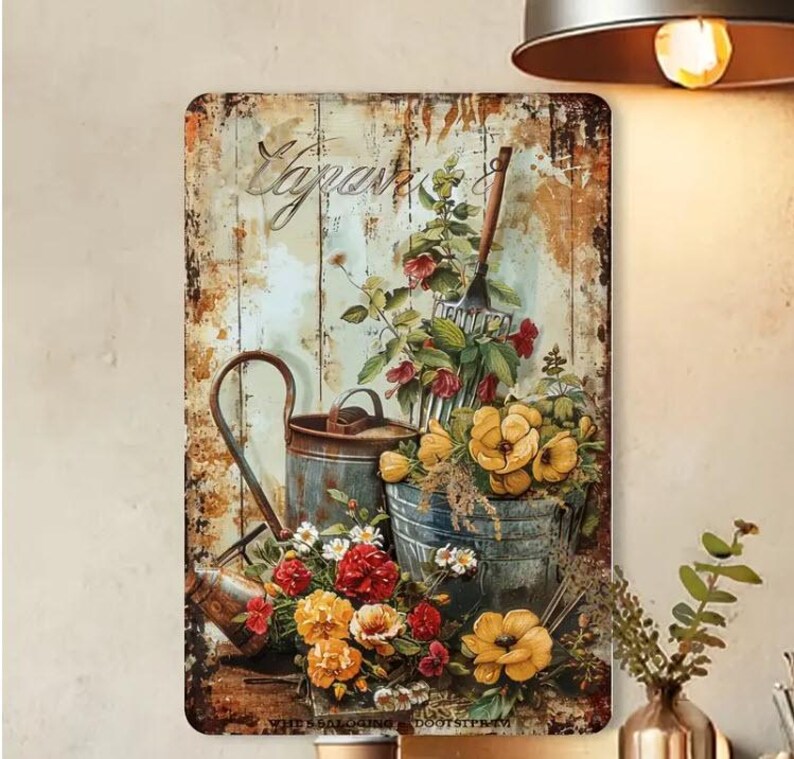 METAL ART- 2D Flat Vintage Floral Garden Metal Tin Sign - Etsy