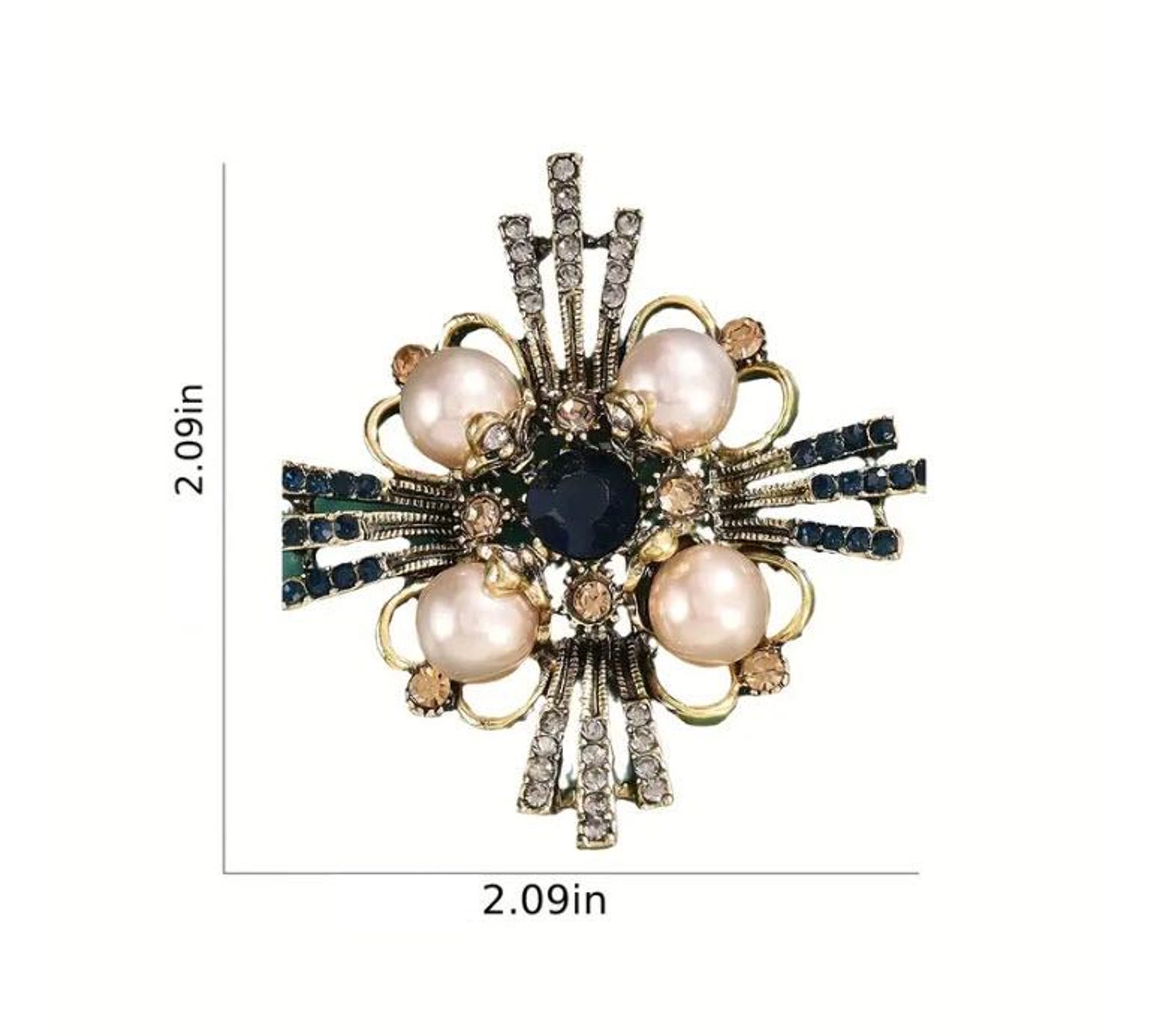 Vintage Style Brooch Pin With Faux Pearl and Rhinestone - Etsy