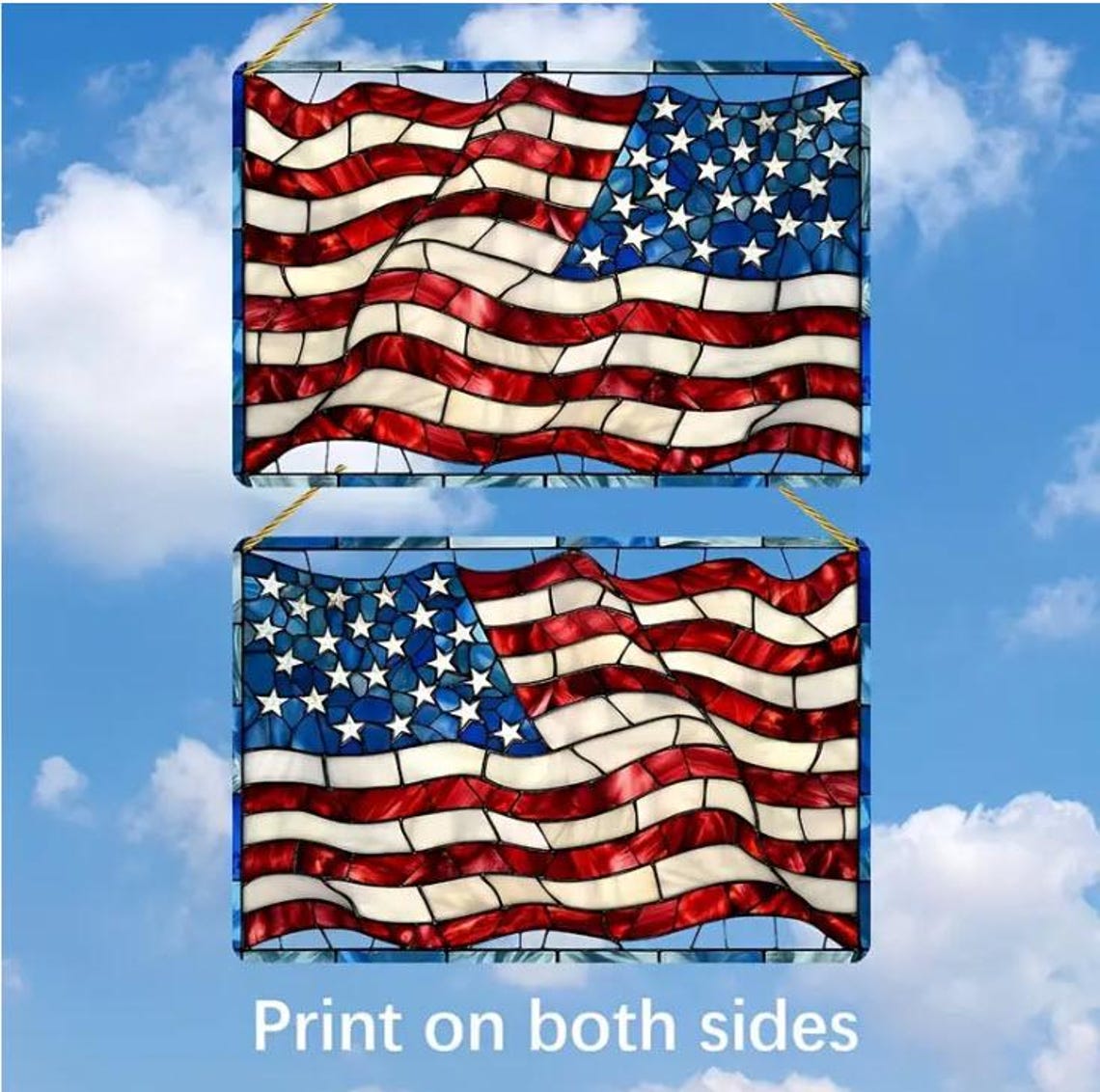 Suncatcher, Beautiful American Flag, Stained Glass Style Acrylic ...