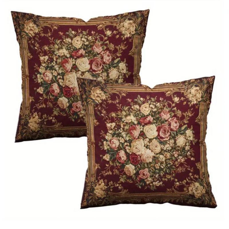 Rose Tapestry Pillows - Etsy