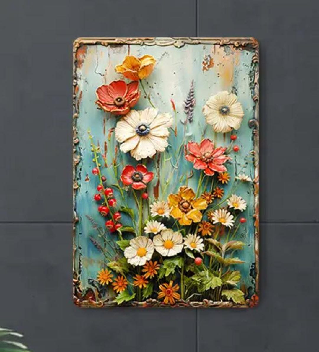 METAL ART- 2D Flat Wildflowers Metal Aluminum Sign Wall Decor - 8''x12 ...