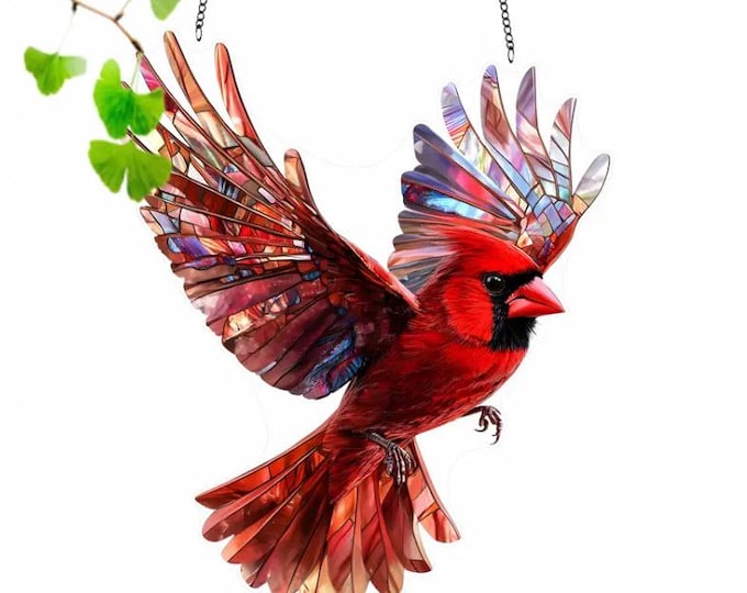 SUNCATCHER- Unique Acrylic Stained Glass Cardinal Bird - Etsy