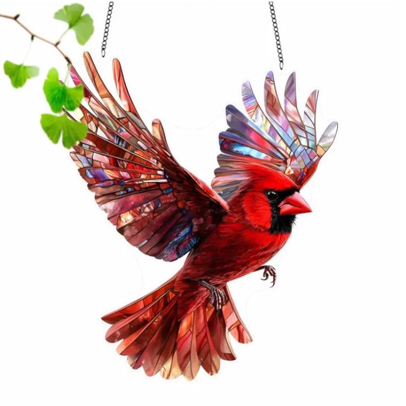 Cardinal Stained Glass Lamp - Etsy