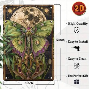 METAL ART- Purple Luna Moth & Moon Decoration - Etsy