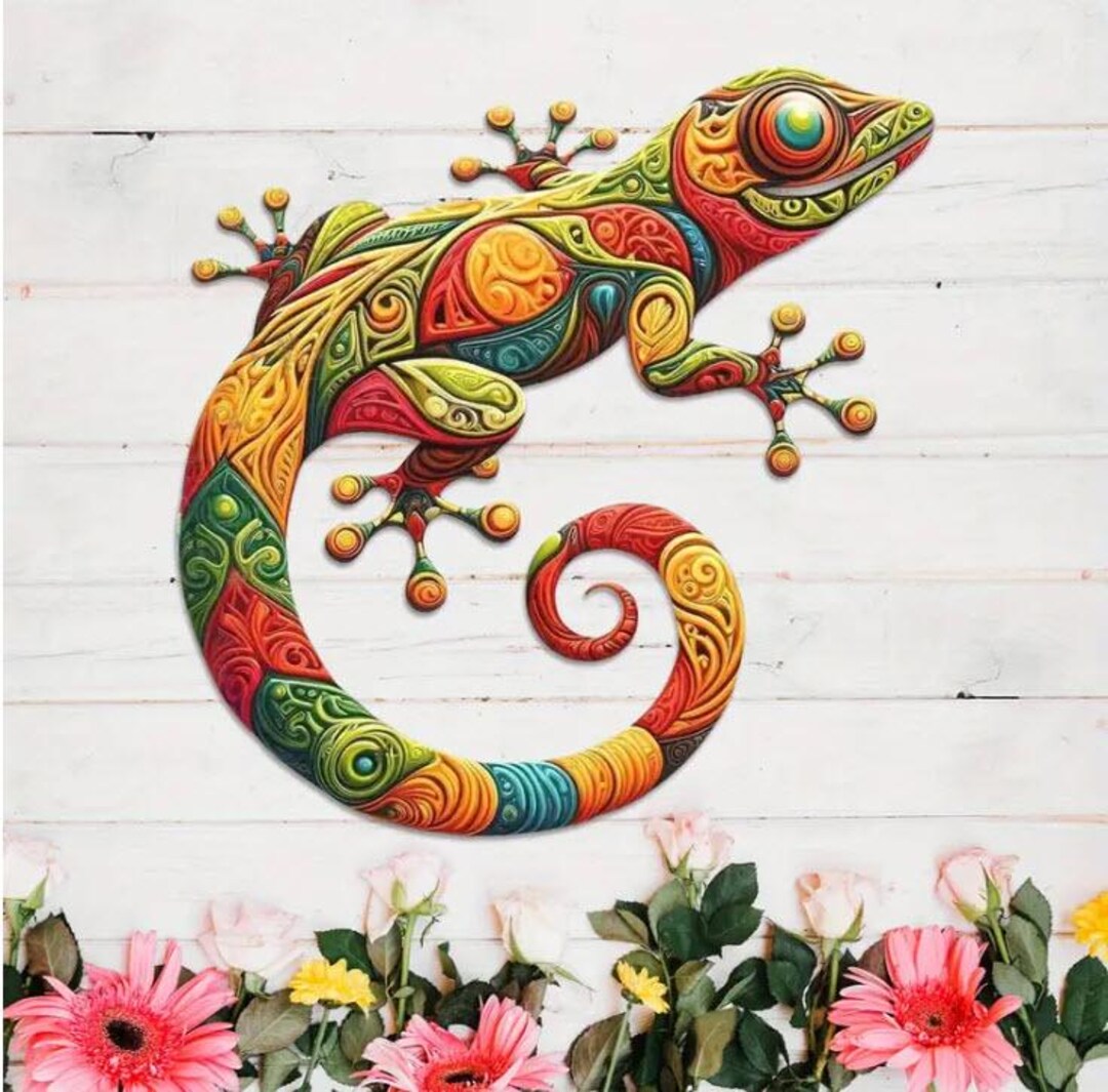 METAL ART - Multi-color Metal Lizard Wall Art - Etsy
