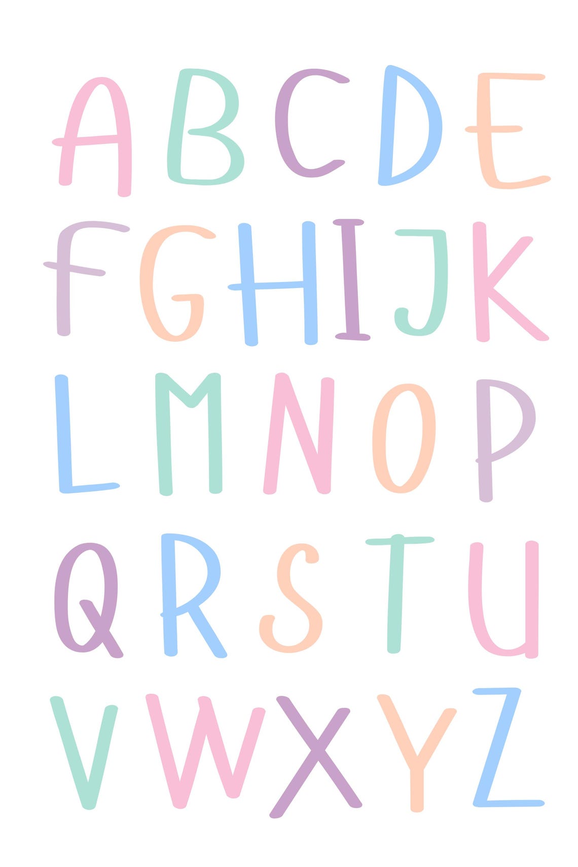 Pastel Alphabet (abcs) Print for Nursery, Playroom, Classroom - Etsy