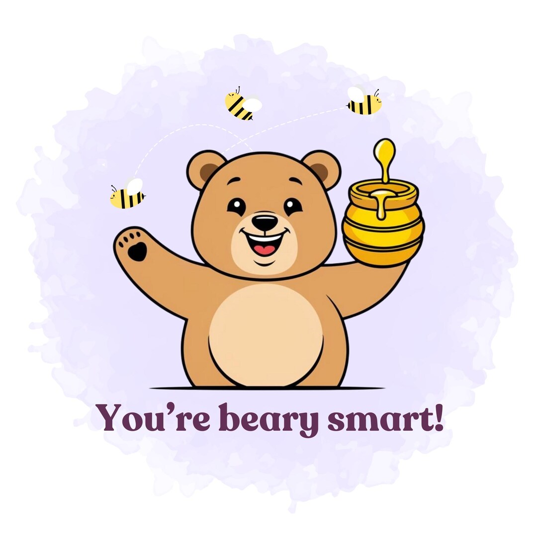 Beary Smart Bear & Honey Pot Design – SVG PNG JPEG (digital Download ...