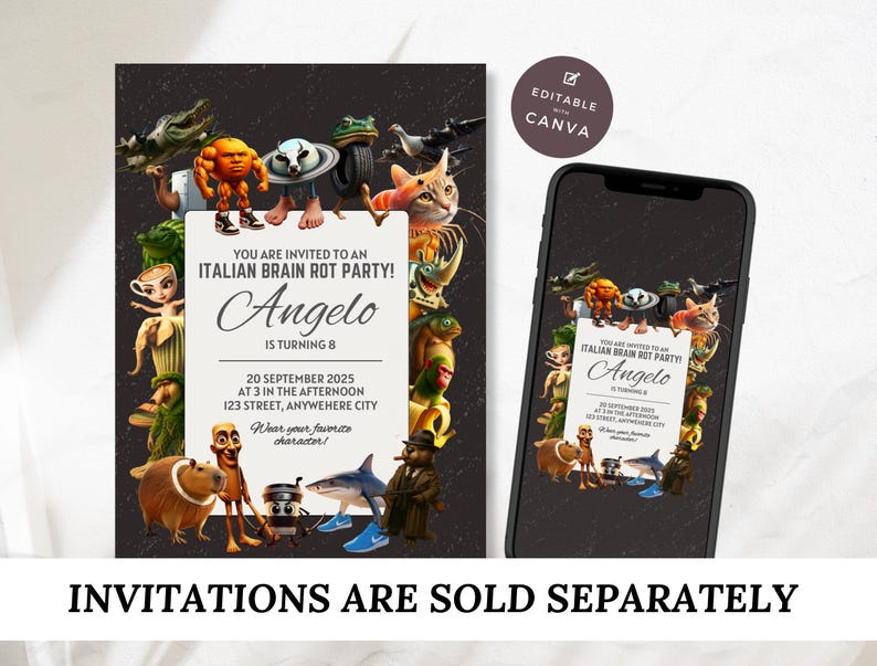 Italian Brainrot Birthday Decorations Tralalero Tralala Kids Party ...