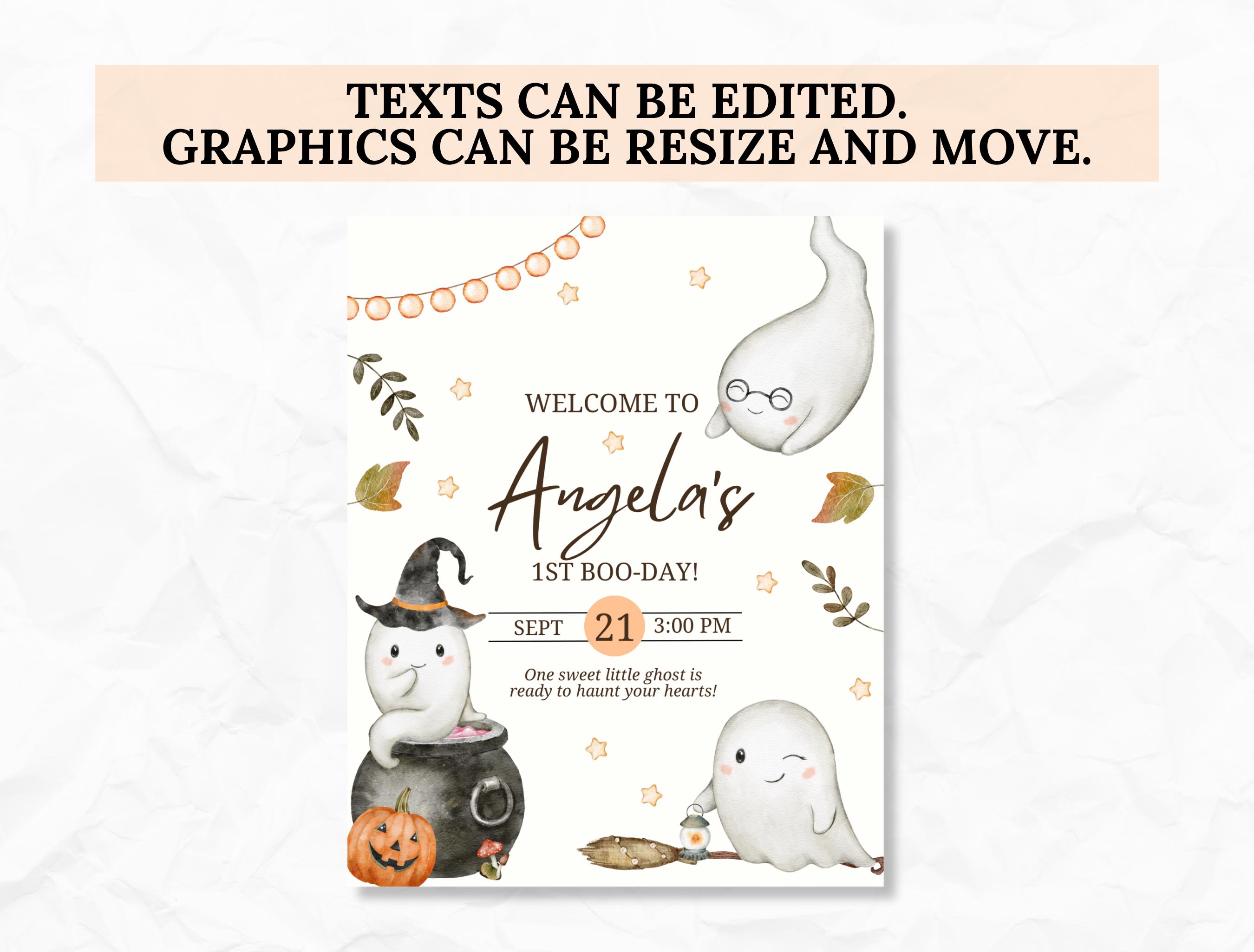 Boo Day Welcome Sign First Birthday Greeting Poster for Kids Halloween ...