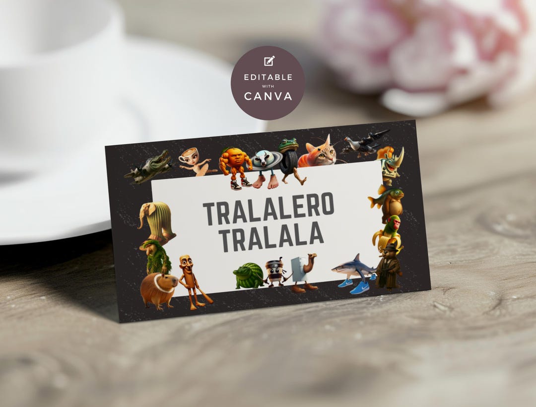 Italian Brainrot Name Table Flat Card for Guest Seating Arrangement ...