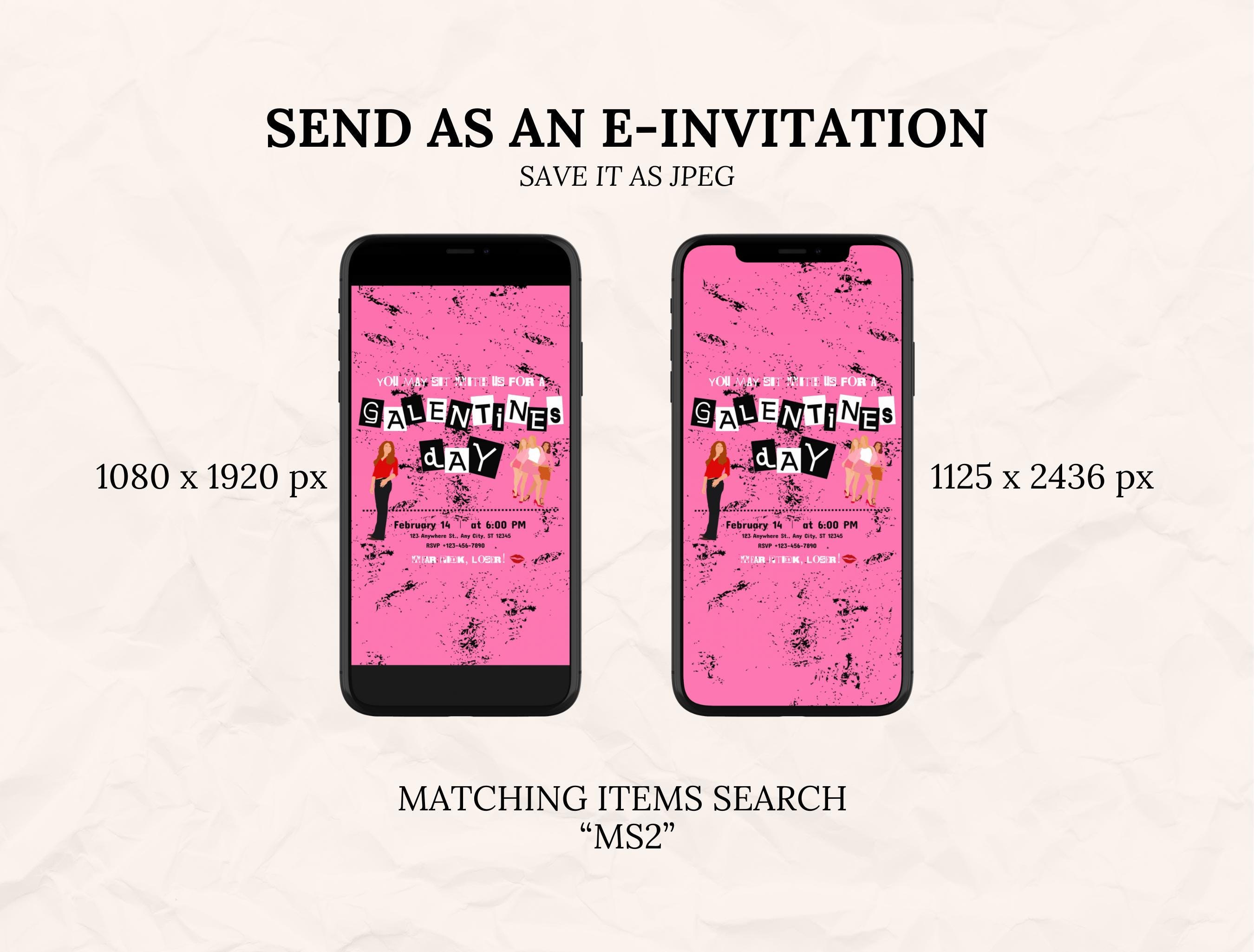 Editable E-invitations Burn Book Galentine's Day Invite Canva Template ...
