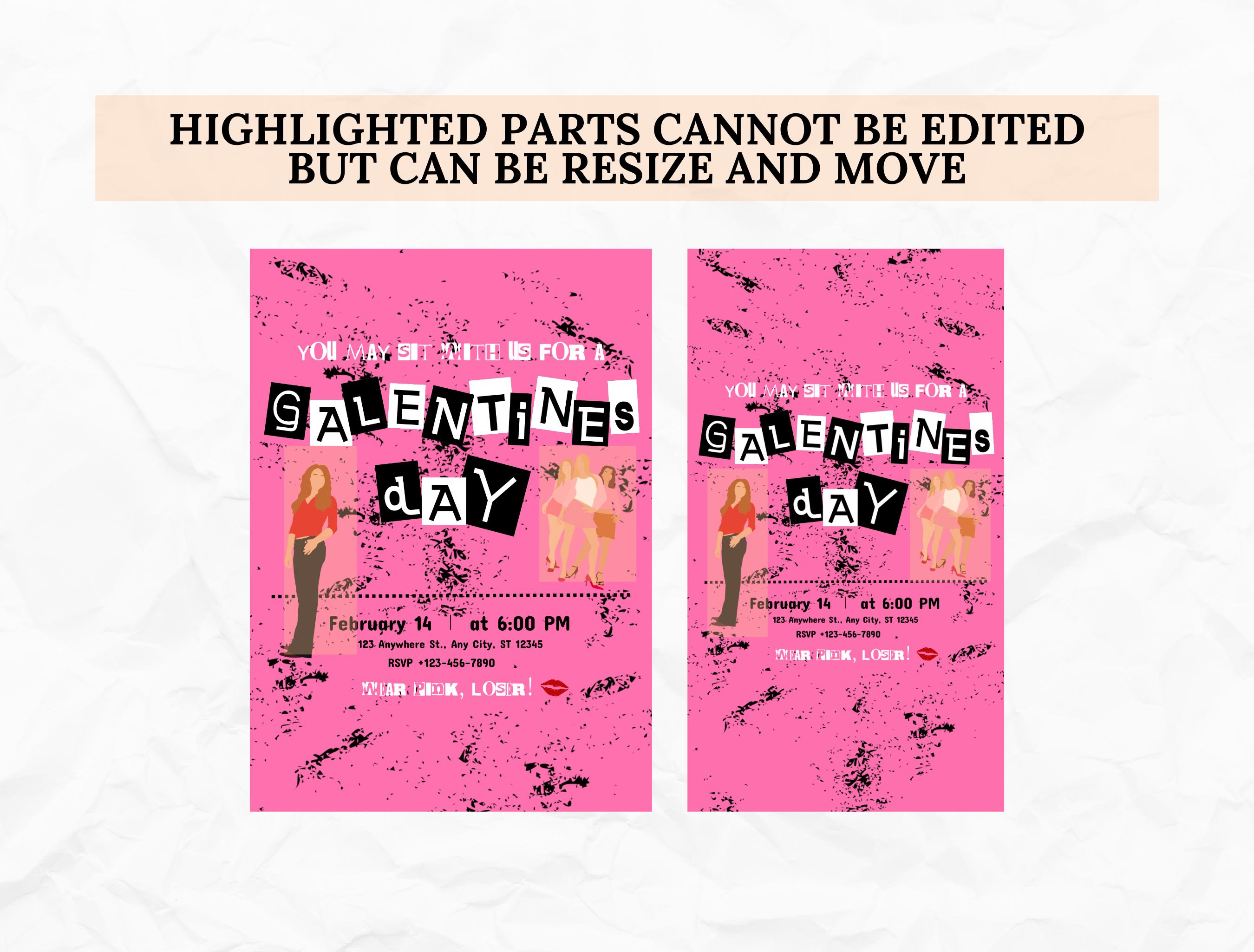 Editable E-invitations Burn Book Galentine's Day Invite Canva Template ...