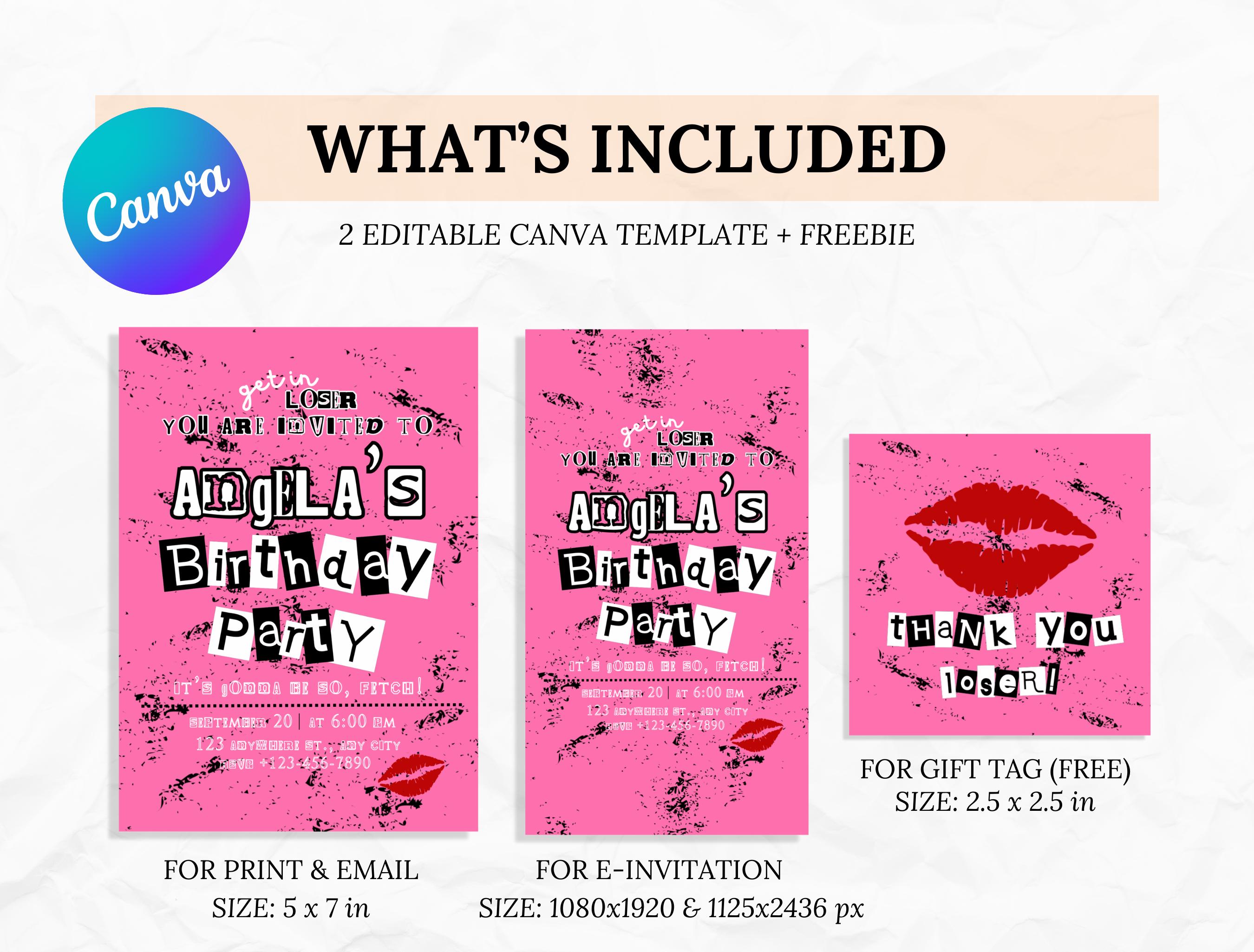 Burn Book Invite 2000s Birthday Invitation Girls Night Out Editable ...