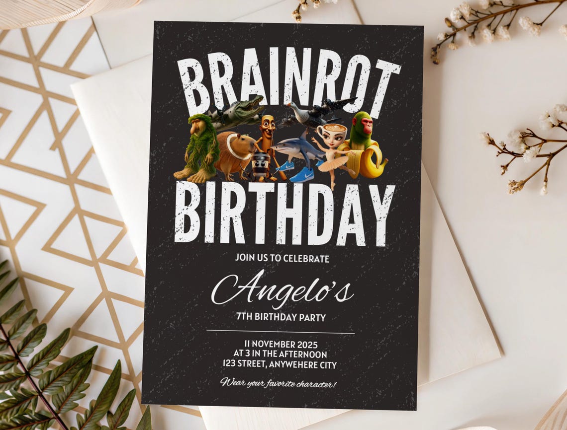 Italian Brainrot Meme Birthday Invitation Funny Viral Digital Invite ...
