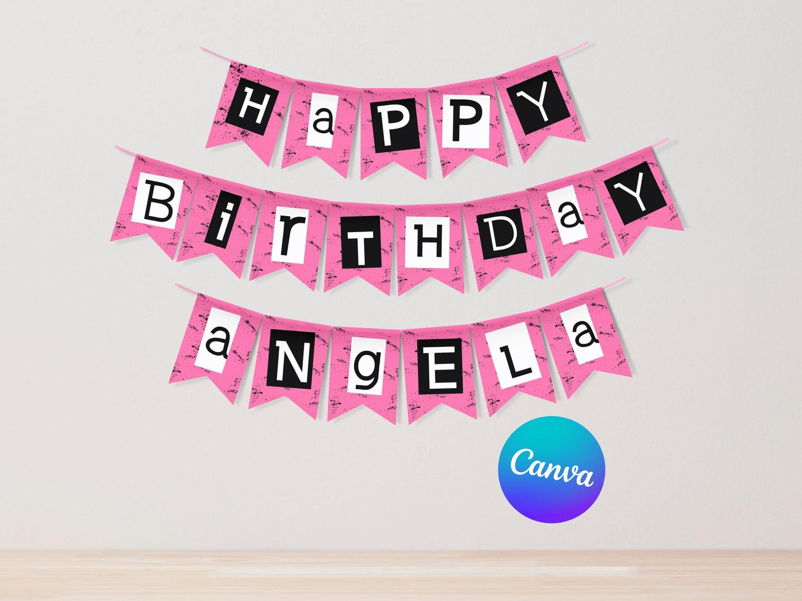Birthday Bunting Banner Burn Book Theme Editable Canva Template Party ...