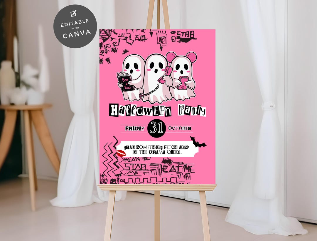 Halloween Mean Ghouls Welcome Sign Night Out Party Editable Canva ...