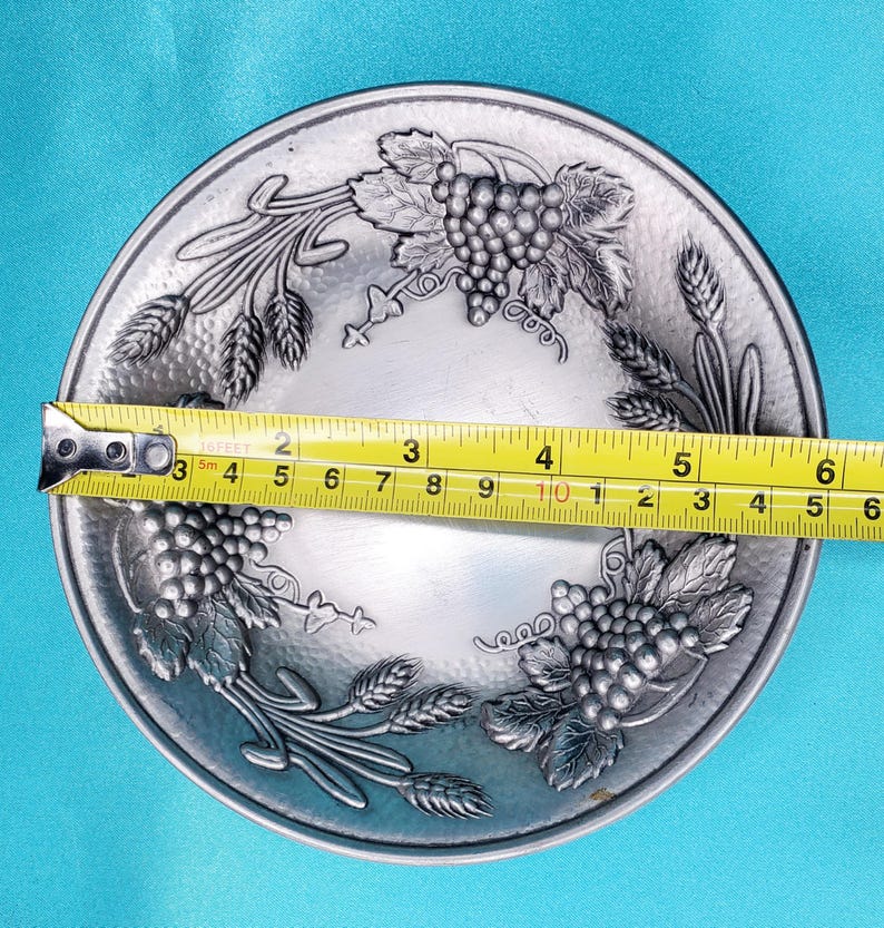 Vintage Pewter Dinnerware Set Grape Motif – Pewter Plates & Serving ...