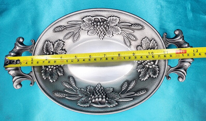 Vintage Pewter Dinnerware Set Grape Motif – Pewter Plates & Serving ...