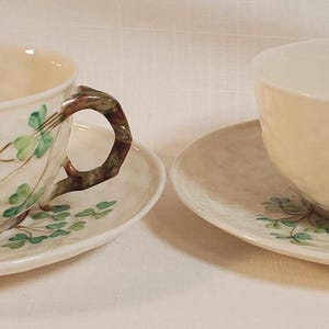 Vintage Belleek Shamrock Tea Cups & Saucers, 3rd Black Stamp 1926-1946 ...