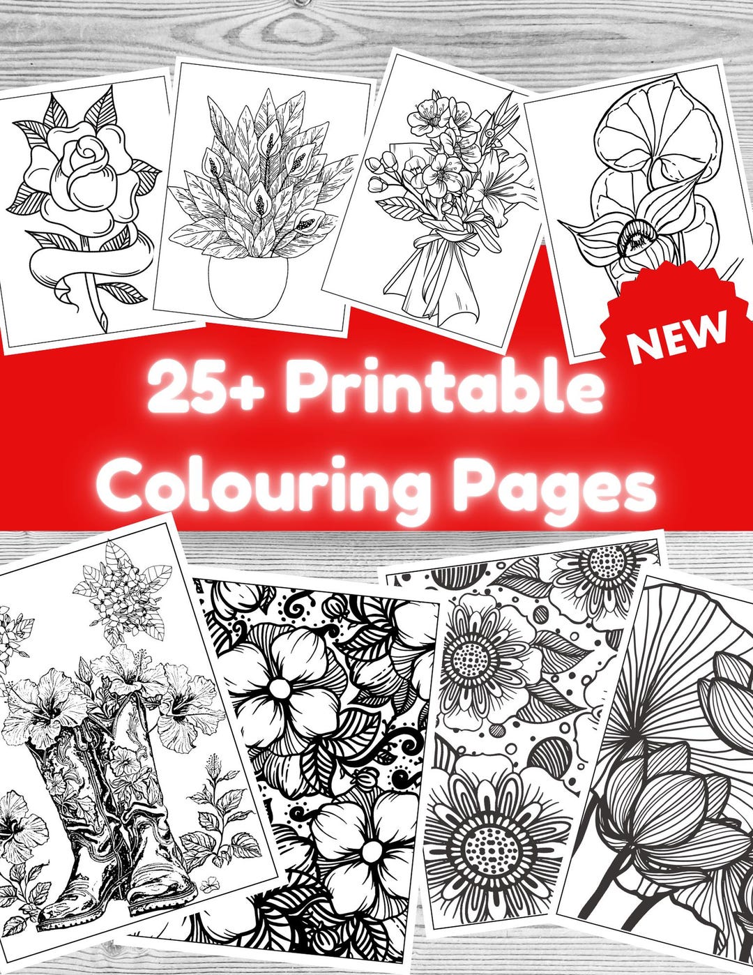 25 Easy Bloom & Botanicals Coloring Book Realistic Illustration ...