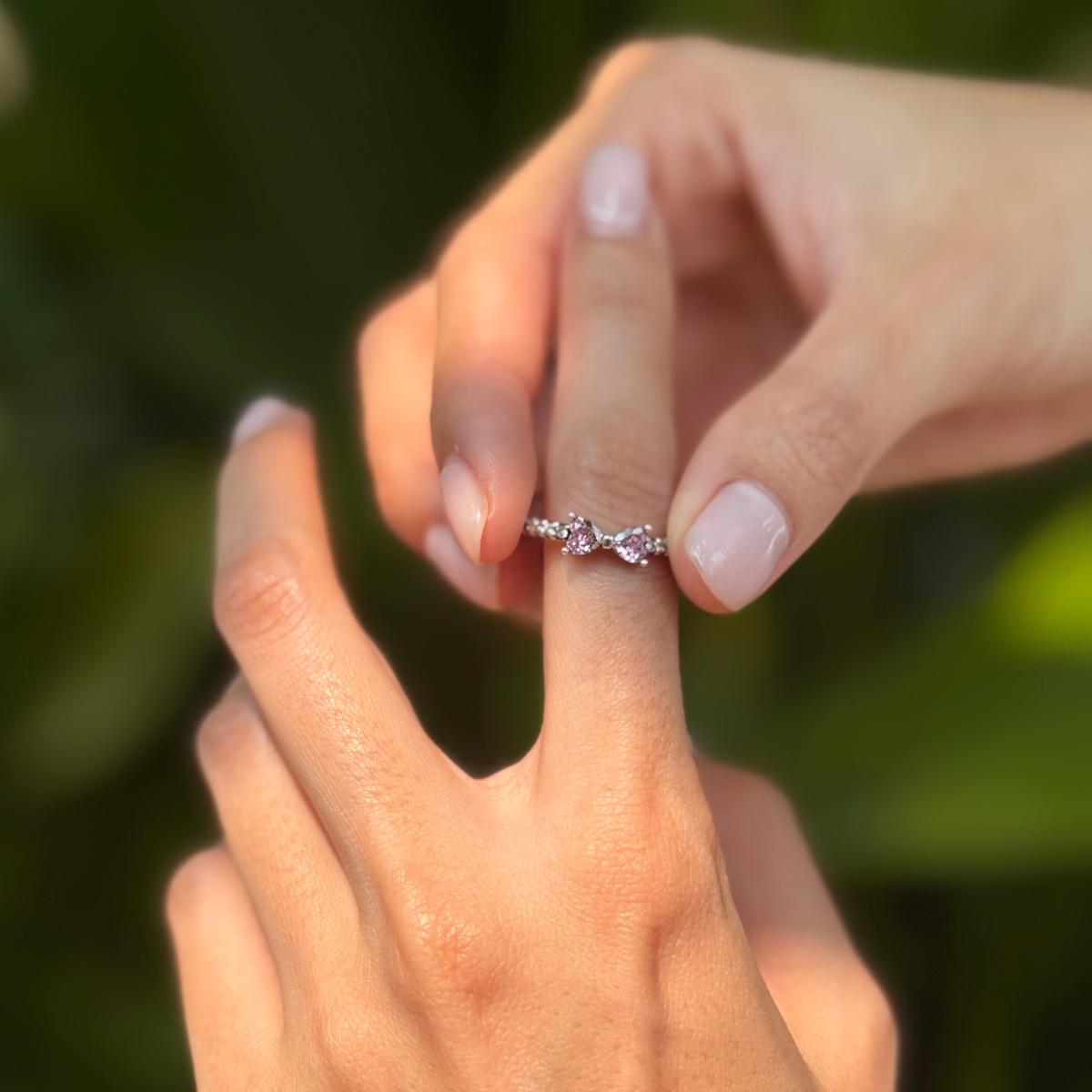 Sparkling Pink Bow Ring, S925 Genuine Sterling Silver, Pink Bow Ring ...