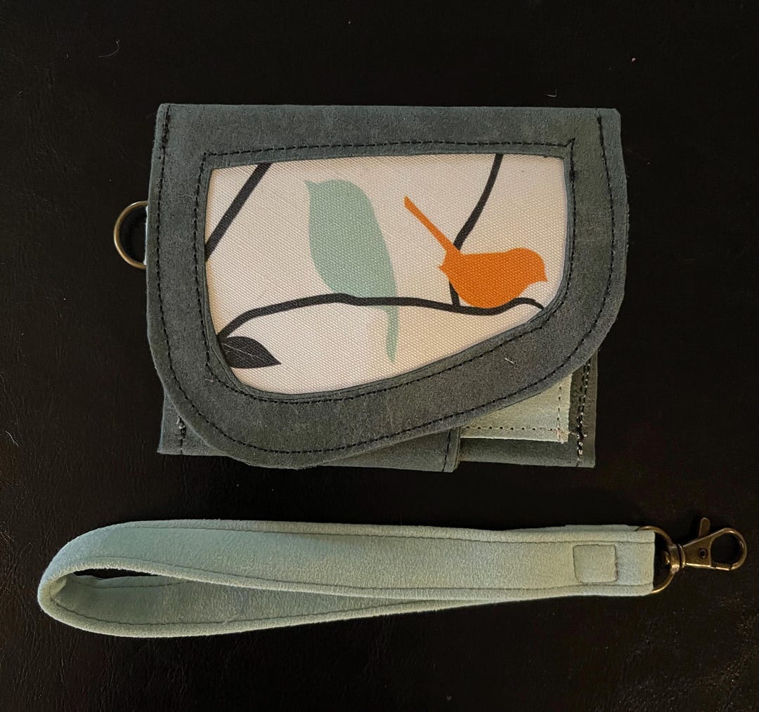 Two Birds Inspired Wallet,wristlet Attachment, Birds Decorated Wallet ...