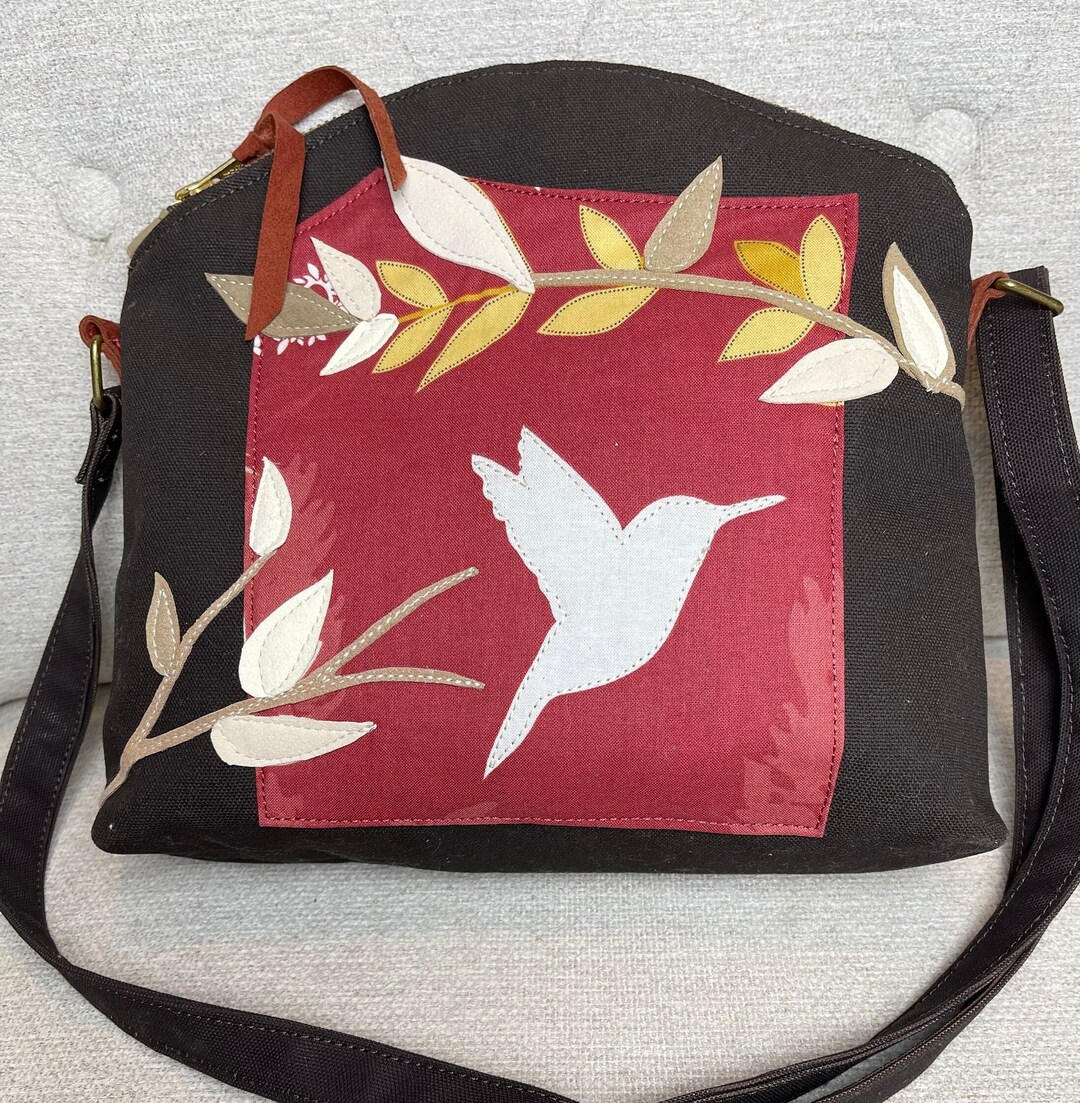 Gift for Her, Appliqued Bag, Eco-friendly Purse, Bird Messenger, Bird ...