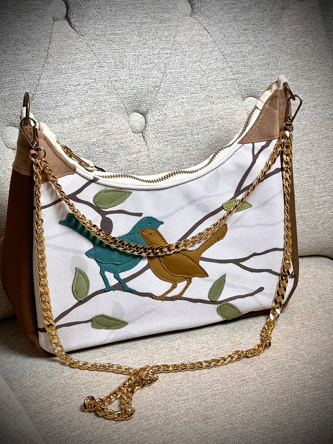 Love Birds Bag, VALENTINES DAY Appliqued Bird Shoulder Bag, Nature ...