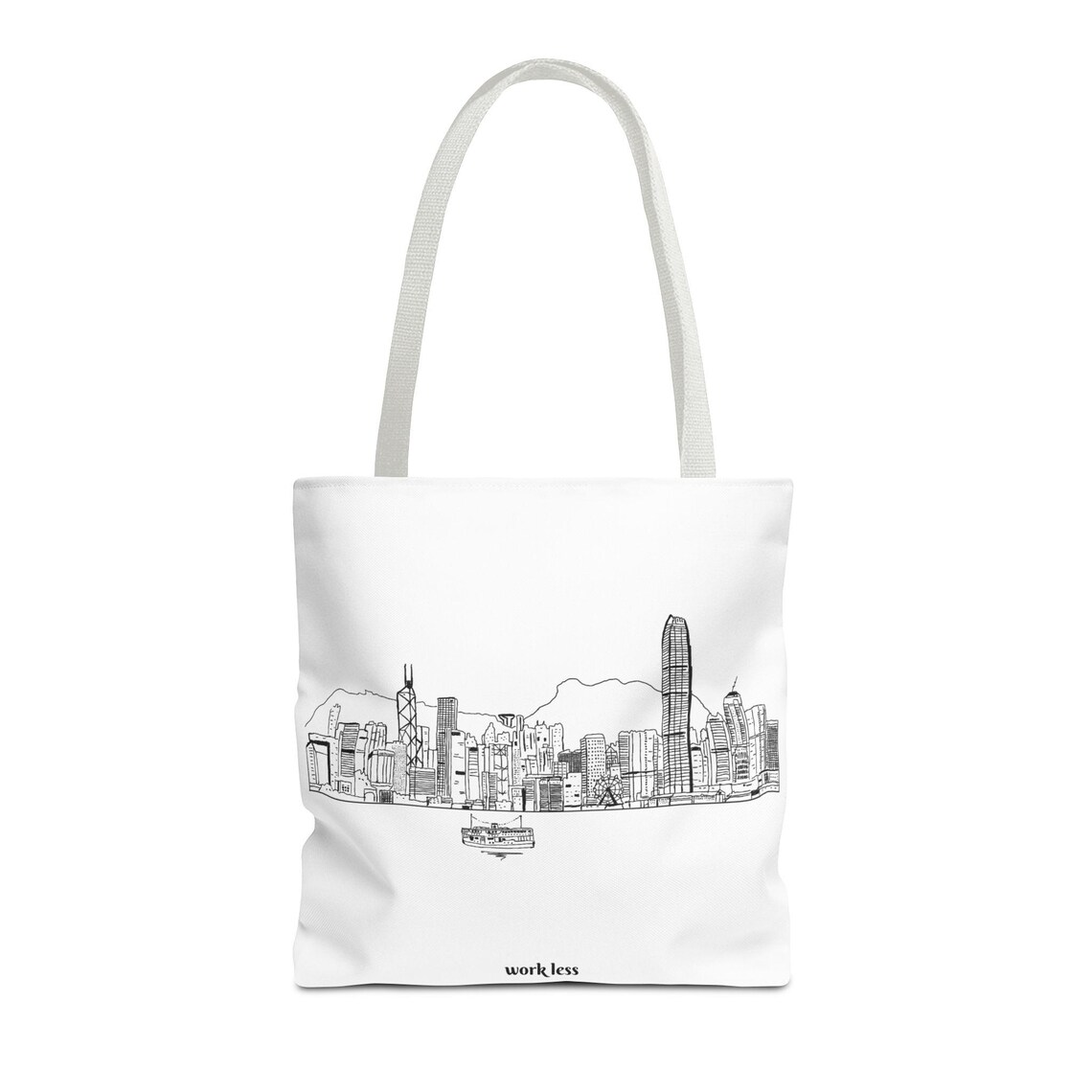 Hong Kong Skyline Line Art Tote Bag - Cityscape Traveler Gift, Asian ...