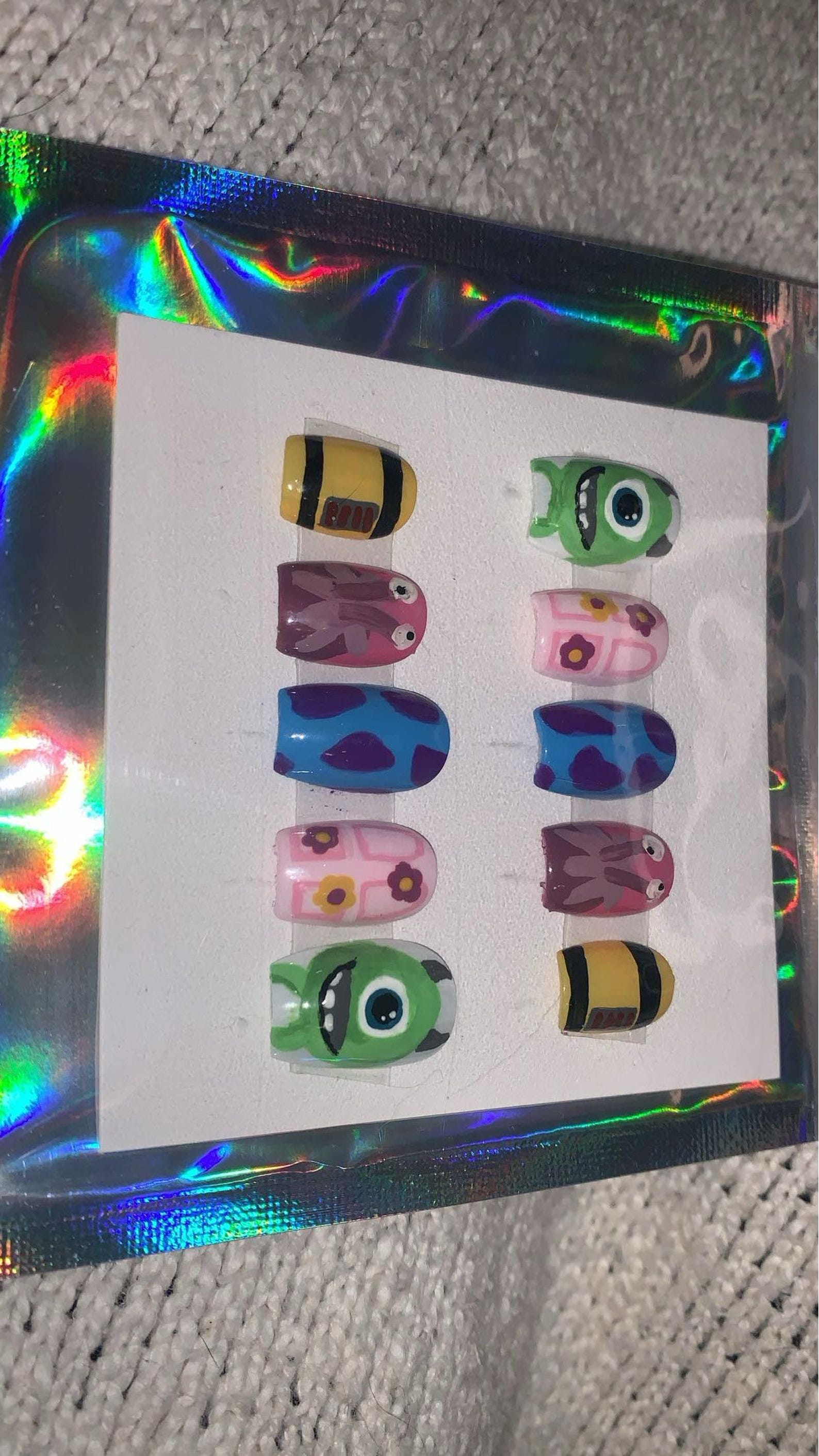Hand Painted Monsters Inc Themed Press on Nails - Etsy