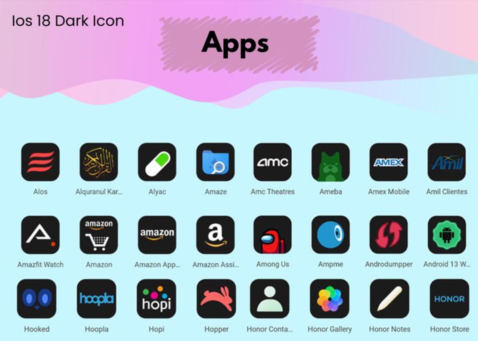 Ios 18 Dark Icons Pack – 2470 Aesthetic Icons + 25 Exclusive Wallpapers ...