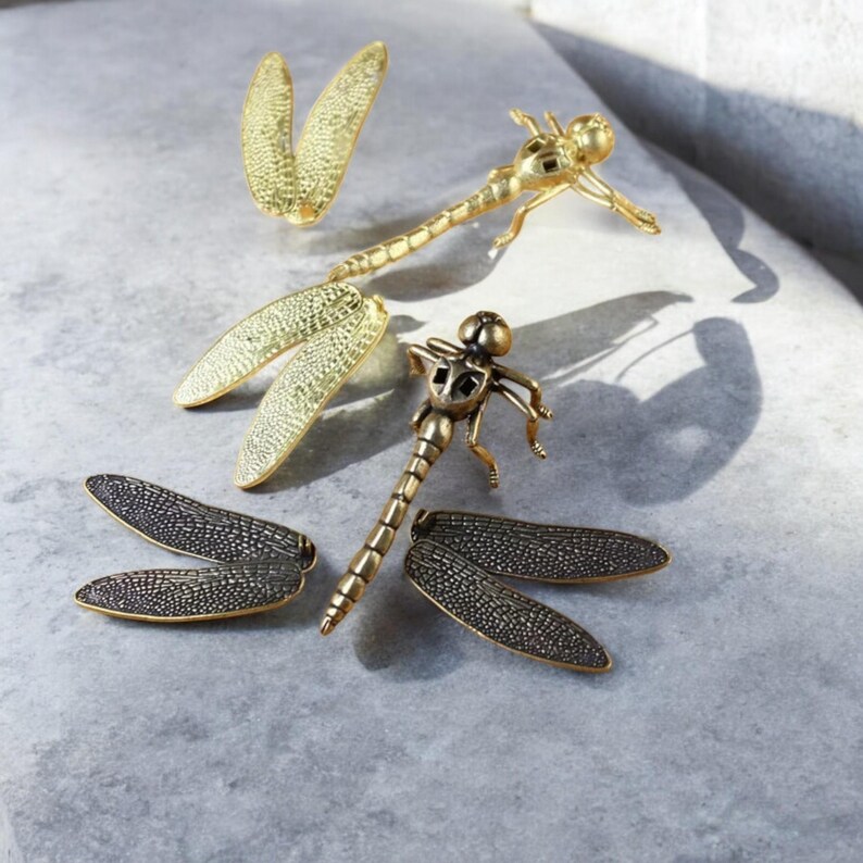 Retro Pure Copper Dragonfly Wings Ornament - Detachable Tea Ceremony ...