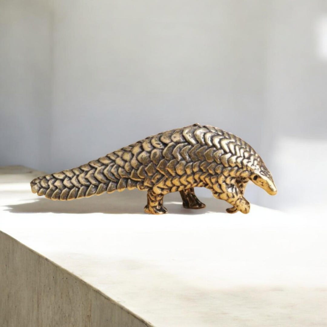 Solid Brass Pangolin Figurine – Cute Metal Animal Paperweight – Vintage ...