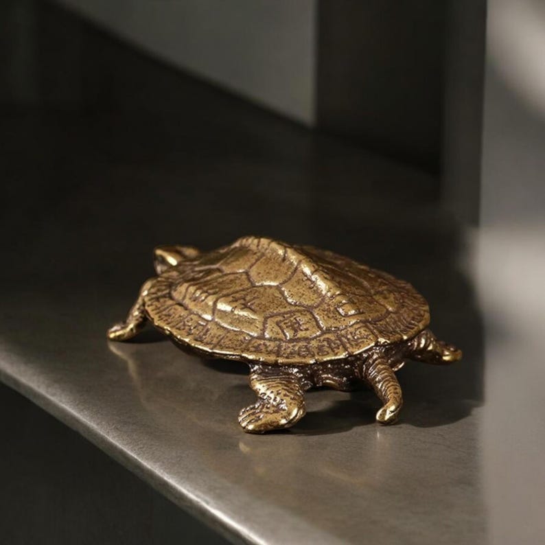 Solid Brass Turtle Sculpture | Unique Home Decor | Turtle Carving ...